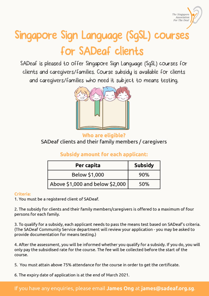 Singapore Sign Language (SgSL) courses for SADeaf clients – The ...